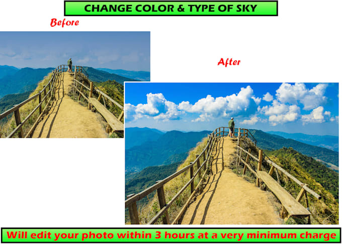 Change sky and background color from photo with photoshop by Designer ...