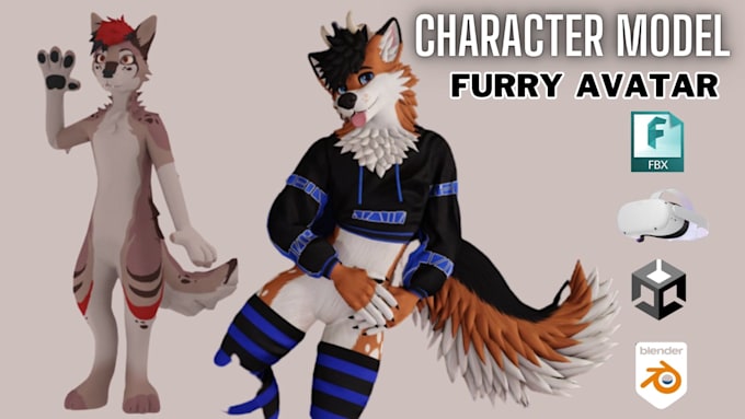 Create High Quality Furry Vrc Avatar Vtuber Avatar Vrchat 3d Anime Model Unity By Suburohislam