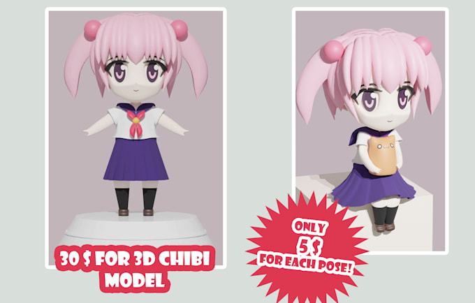 Make a 3d chibi model in blender by Sonarina030 | Fiverr