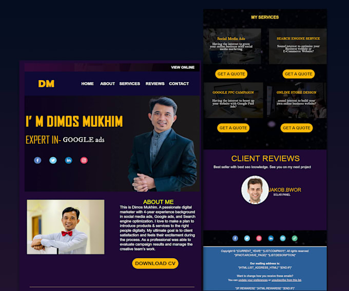 Do outstanding mailchimp landing page email template design by Dm_barit ...