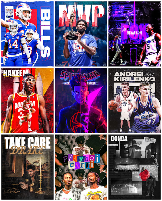 Create custom posters in sports or hip hop by Jrollerdesigns | Fiverr