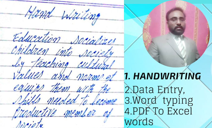 Do handwriting, data entry, word typing, pdf to word excel by ...