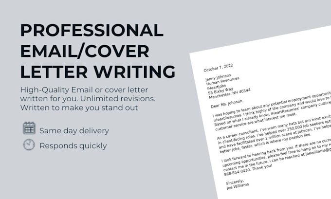 Write you a professional business email or cover letters by Icanwroteto ...