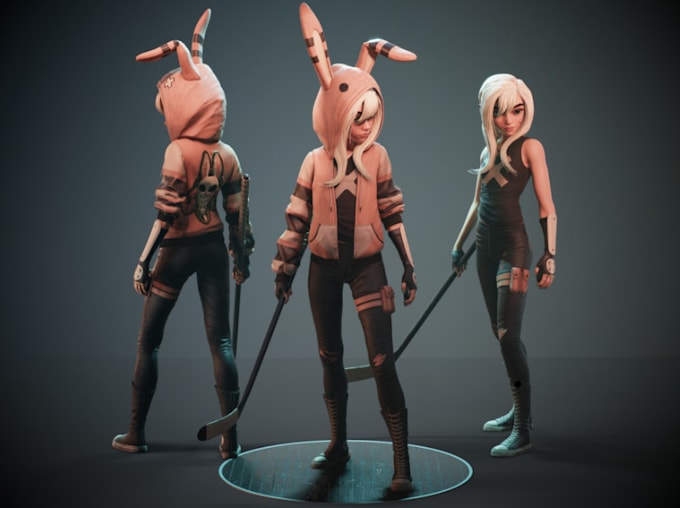 Anime style of 3d model, rig3d low poly game character, human avatar ...