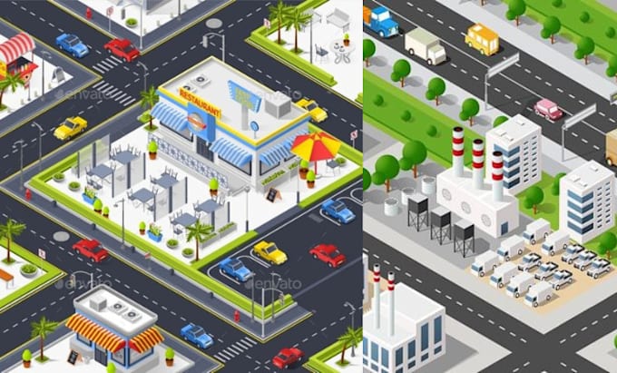 Detailed vector map illustration, custom fantasy, game map, city map ...