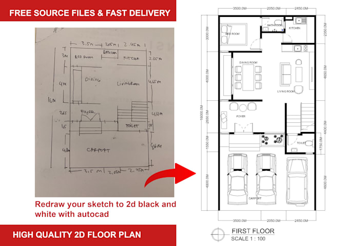 Redraw floor plan for real estate agents, property manager by Erwin_gu | Fiverr