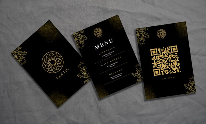 Make a luxury menu card for your business with qr code by Anuragkc | Fiverr