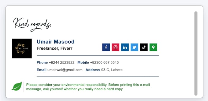 Create Email Signature Html Clickable Html Email Signature By Umairvr
