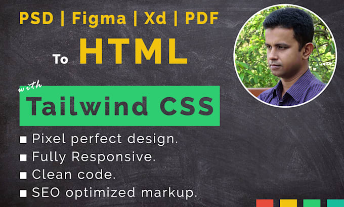 Convert psd, figma, xd, pdf file to html with tailwind css by Mdmorshed2005 | Fiverr