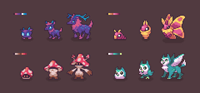 Create pixel art characters and monsters by Wilsonscarloxy | Fiverr