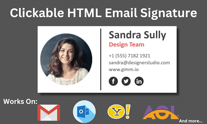 Design a clickable html email signature by Rimon813 | Fiverr
