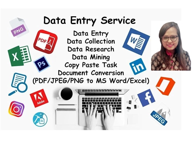 Data entry, typing work job, copy paste, banner, logo by ...