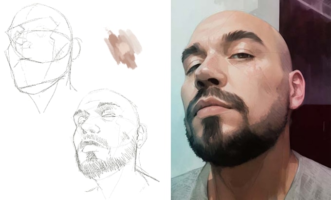 Draw a realistic digital portrait based on a photo by Andru_juarez | Fiverr