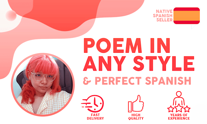 Write any poem in perfect spanish by Brigitteramos | Fiverr