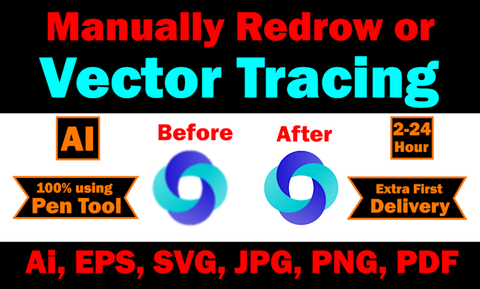 Convert manually your image to vector tracing or redraw vectorise your logo by Sabbirarts | Fiverr