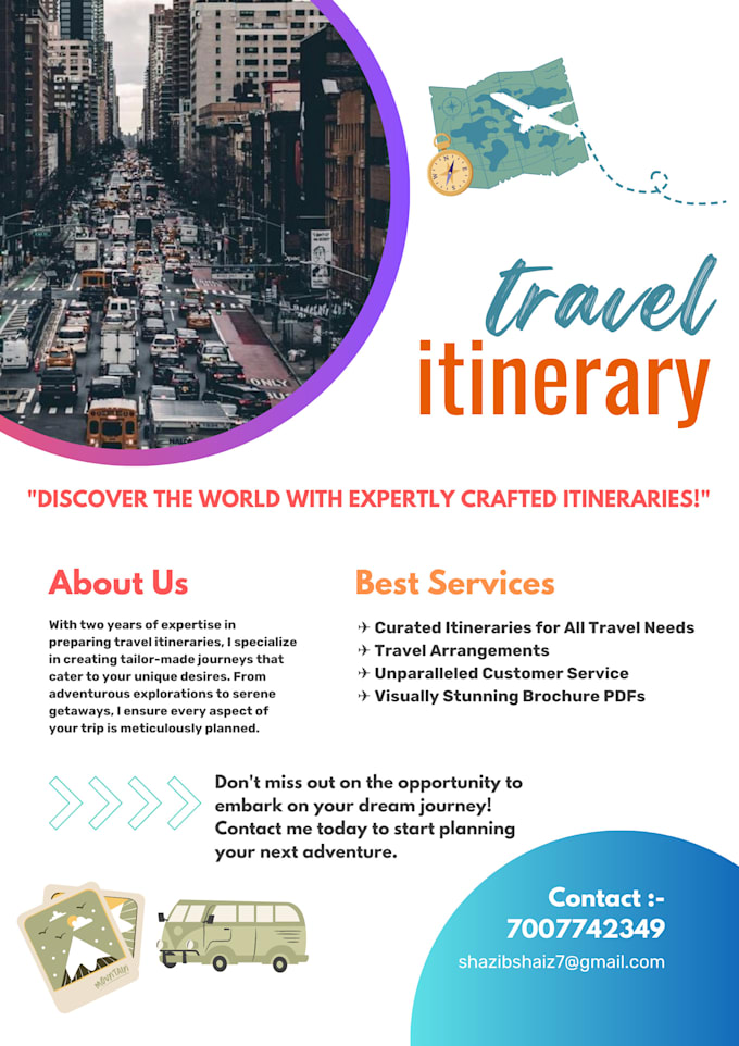 Preparing travel itineraries ,pdf brochure , flyers by Shazib2 | Fiverr