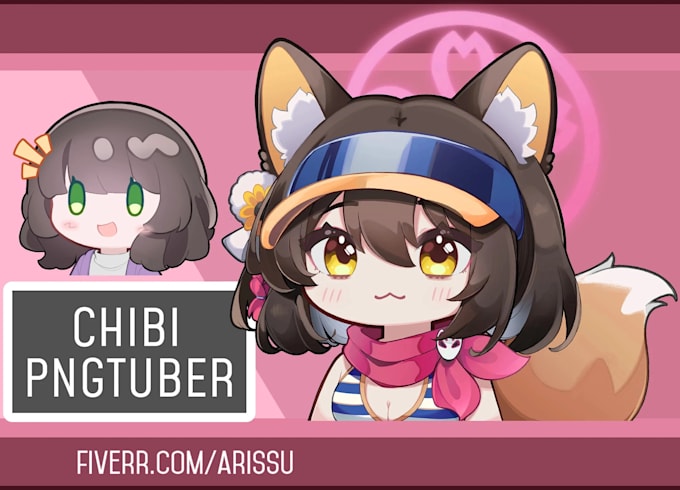 Draw a custom reactive chibi pngtuber by Arissu | Fiverr