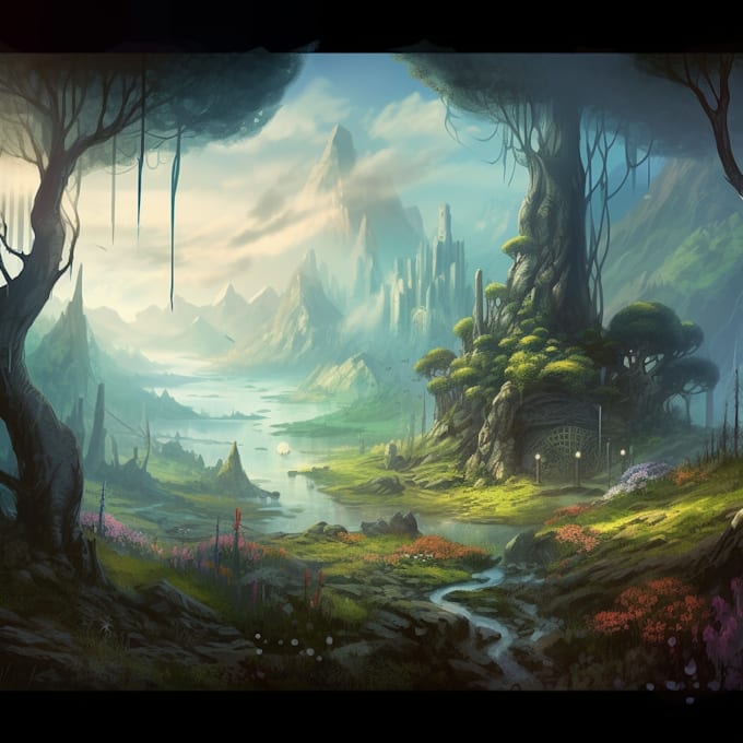 Create a fantasy landscape illustration for you by Achernardcv | Fiverr