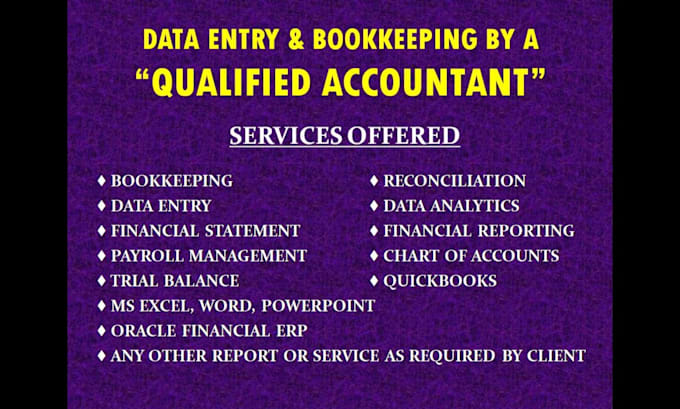 Do financial modeling, excel dashboard, bookkeeping and data entry by ...