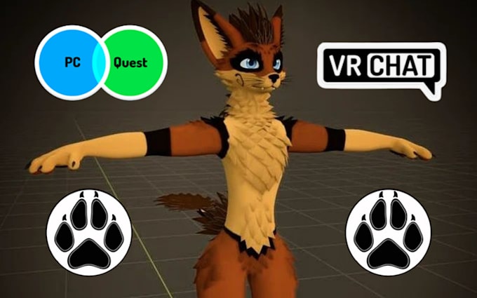 Create cute vrchat 3d model furry avatar anime live2d vtuber nsfw vr ...