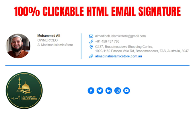 Do create html clickable email signature by Saroweradam | Fiverr