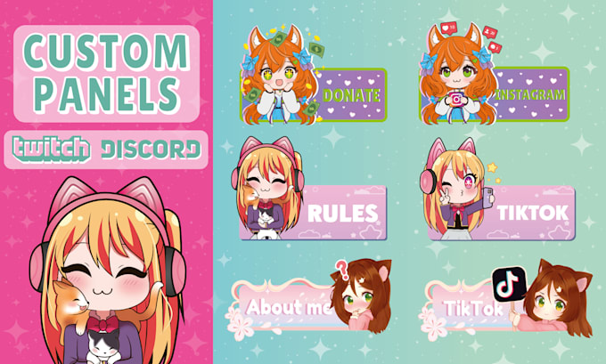 Design cute chibi panels for your twitch and discord by Kitsune_arts ...