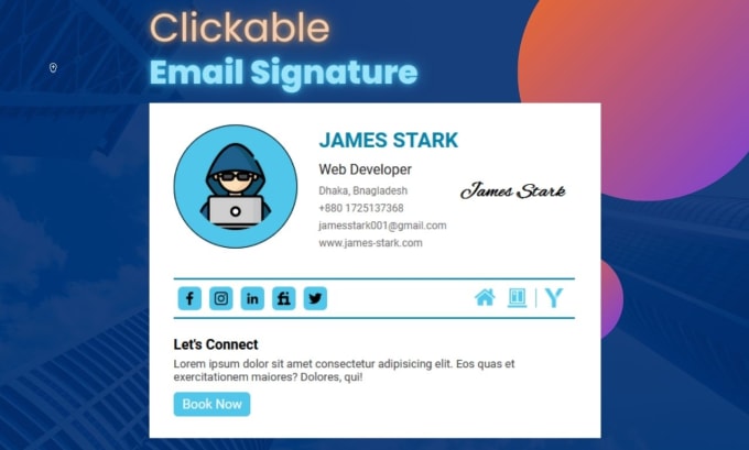 Design a clickable html email signature by Md_yeasin_ali | Fiverr