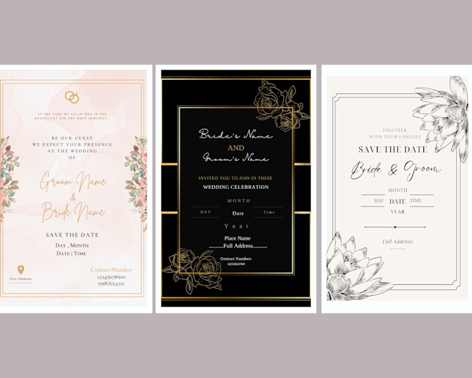 Design invitation cards for weddings or any celebration card by ...