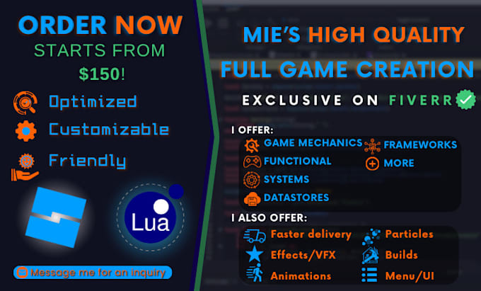 Script and develop an entire roblox game for you by Miejokei | Fiverr