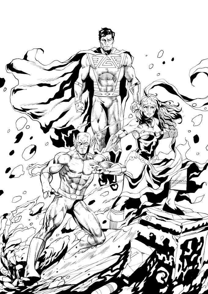 Create black and white comic cover illustration for you by Theopilus ...