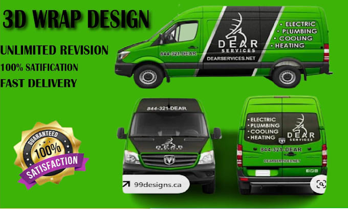 Professionally design 3d eye catchy vehicle wrap van wrap truck livery ...