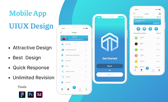 Create best, attractive mobile ui ux design or app ui ux design in figma by Mujeebali11 | Fiverr