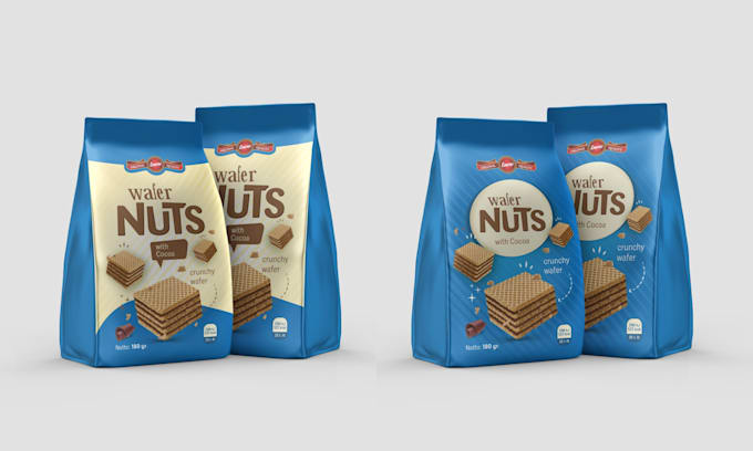 Design packaging design or label for wafer nuts box with 3d model ...