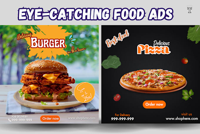 Design eye catching food banner, menu for social media and restaurant ...