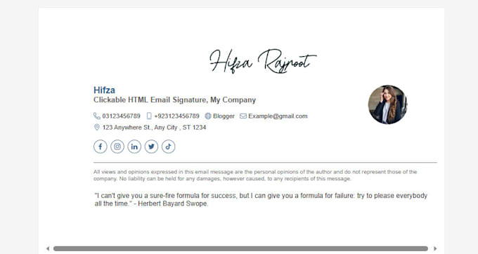 Create clickable html email signature for your email by Hifzarapjoot_8 | Fiverr