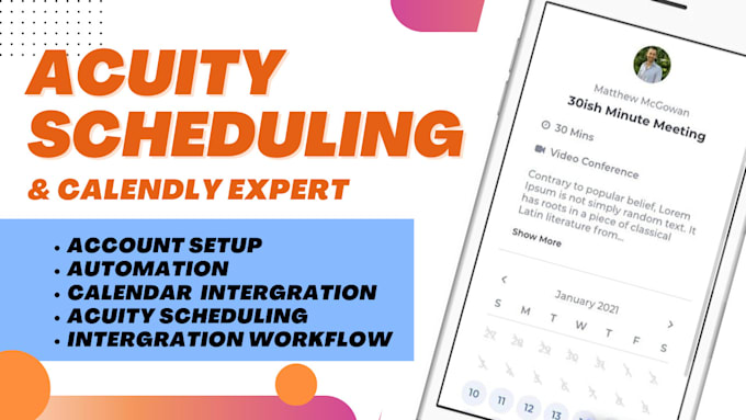 Setup calendly acuity online booking appointment vagaro and dubsado by Einfinitygraphi | Fiverr