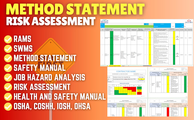 Make risk assessment method statement, health and safety manuals by ...