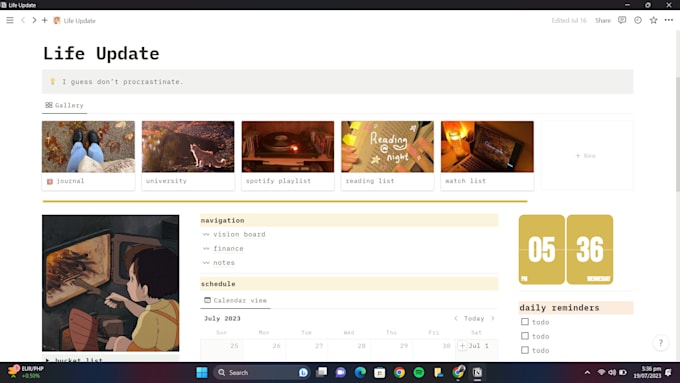 Do a customized simple and aesthetic notion template by Dyanne_ | Fiverr