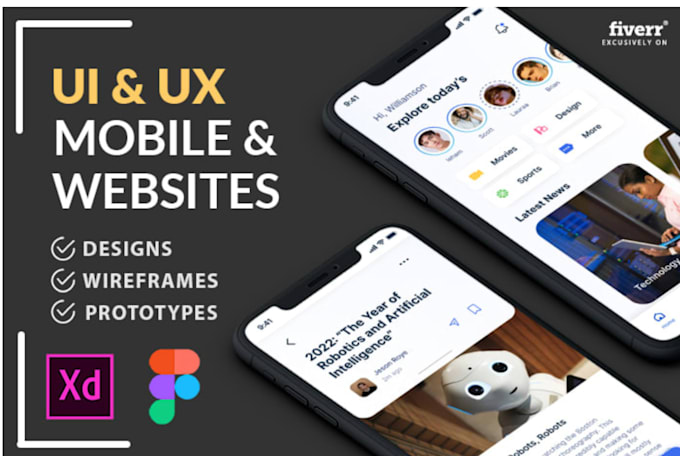 Design wireframes, ux ui design, and prototypes in figma,xd by ...