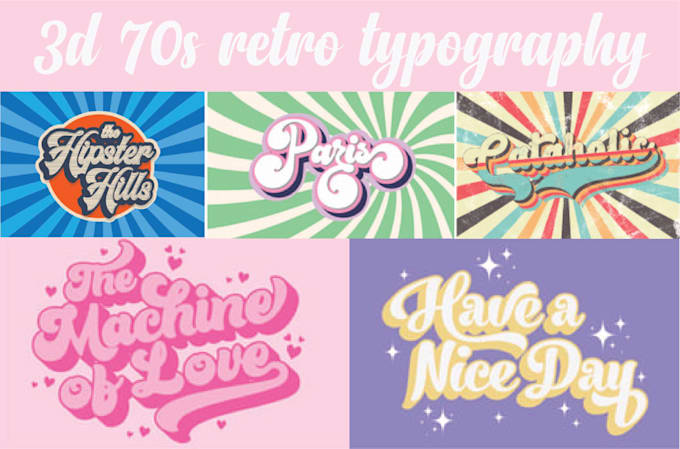Design 3d 70s vintage retro typography for tshirt, logo by ...