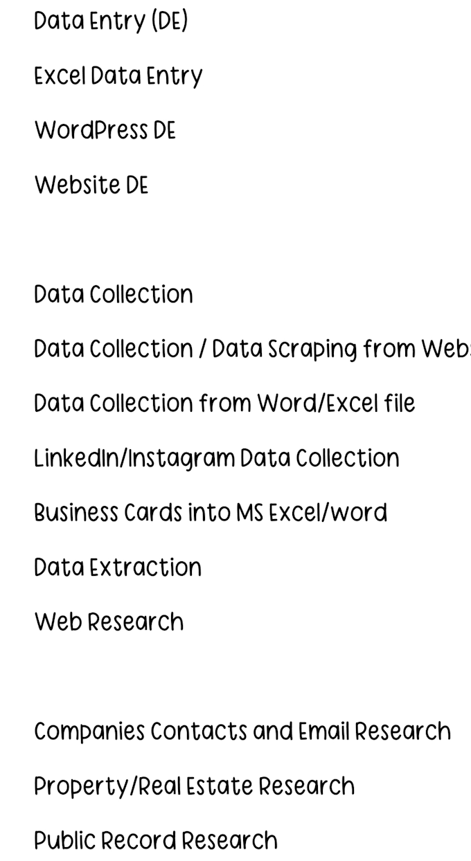 Do data entry, data collection, typing, data conversion, by J_joszeph | Fiverr