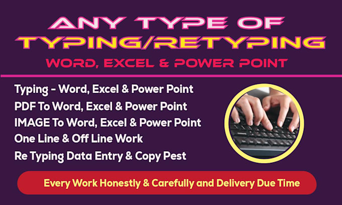 Do typing re typing in word excel power point by Gk_sarker | Fiverr