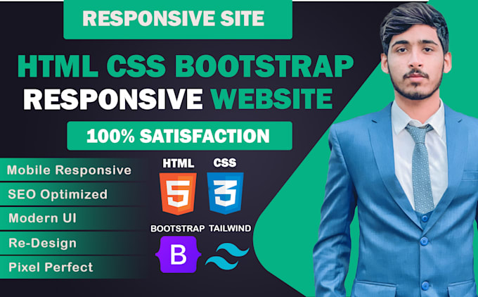 Develop Html Css Bootstrap And Tailwind Responsive Website By Rafiqueumer437 Fiverr