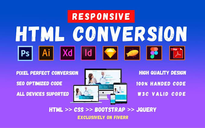Convert psd or figma to responsive html,css and javascript by ...