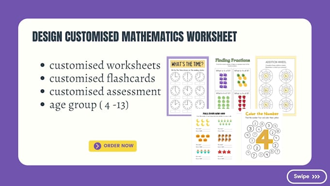 Design custom math worksheets for you by Muqaddisa_123 | Fiverr