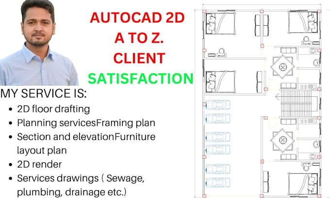 Draw autocad 2d floor plan section and elevation by Mcdc090123 | Fiverr