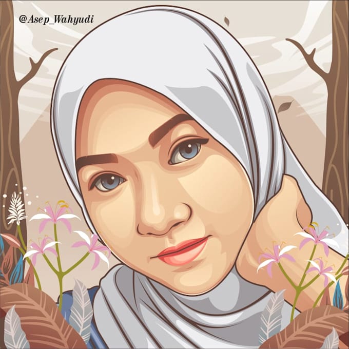 Draw your photo into style cartoon vector portrait by Asep_bollang | Fiverr