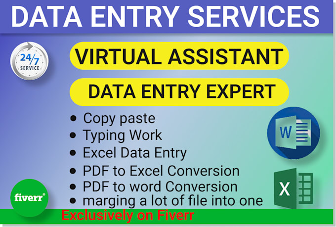 Do excel data entry, copy paste, typing, pdf to excel, and excel to pdf by Balochzai | Fiverr