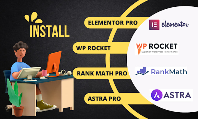 Install rank math pro, elementor pro, wp rocket original updateable ...