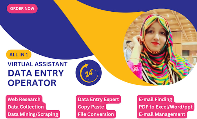 Be your professional data entry expert and virtual assistant by Hadiya88 | Fiverr